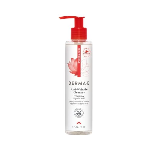 Derma E Anti-Wrinkle Cleanser β Anti-Aging Face Wash with Glycolic Acid and Vitamin A β Gentle Cleansing and Exfoliating Facial Wash Removes Makeup, Oil and Impurities, 6 oz
