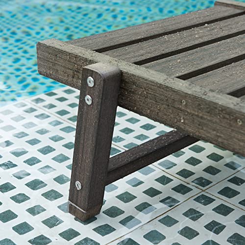 ACUEL Chaise Lounge Chairs for Outside, HDPE Outdoor Lounge Chairs with Adjustable Backrest, Wheels, Armrest, All Weather Poly Lumber Recliner for Patio, Poolside, Porch (Dark Brown)