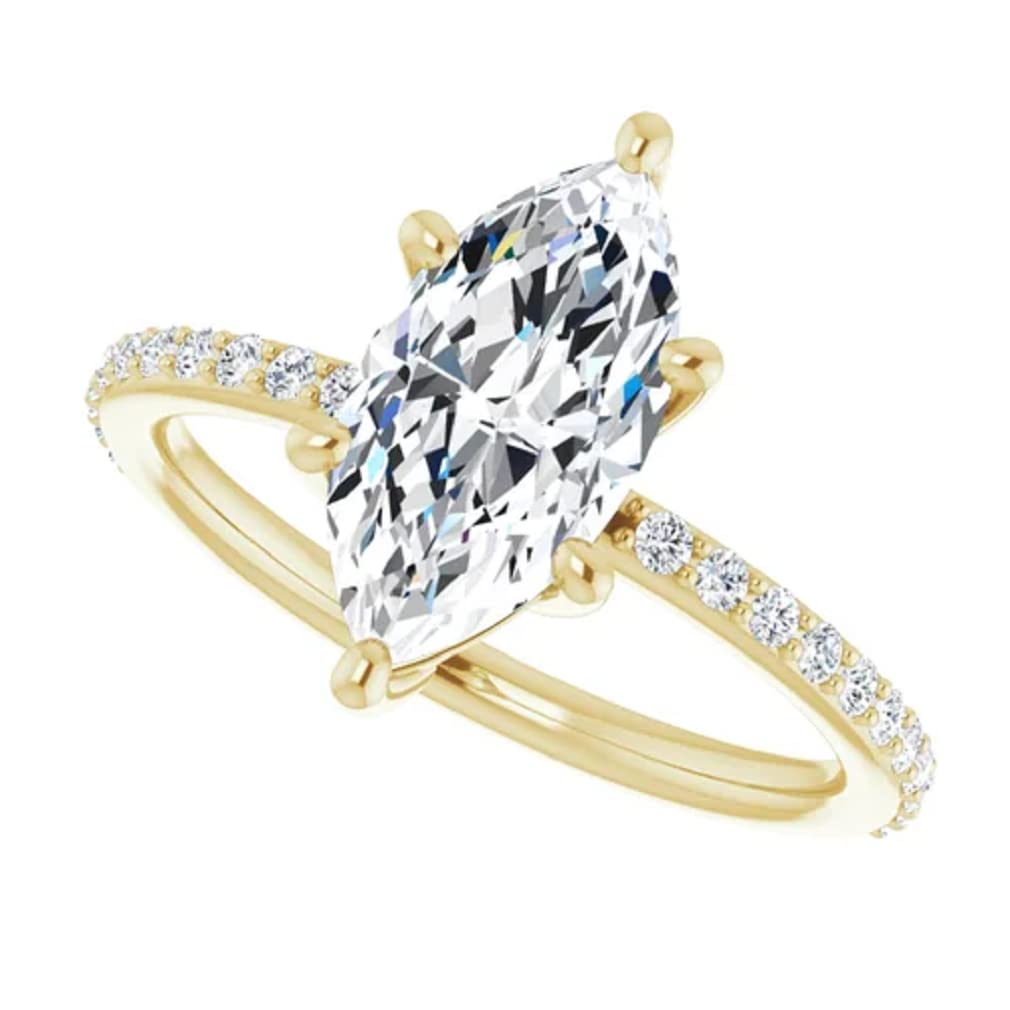 925 Silver, 10K/14K/18K Solid Gold Moissanite Engagement Ring,3.0 CT Marquise Cut Handmade Solitaire Ring, Diamond Wedding Ring for Women/Her Anniversary Ring, Birthday Ring,VVS1 Colorless Gift