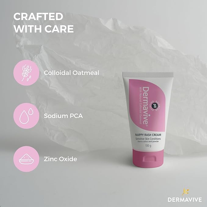 Dermavive Diaper/Nappy Rash Cream, Soothing Diaper Rash Cream, Baby Rash Ointment, Fast-Acting Rash Relief for Infants & Babies, Gentle Diaper Cream, 100g