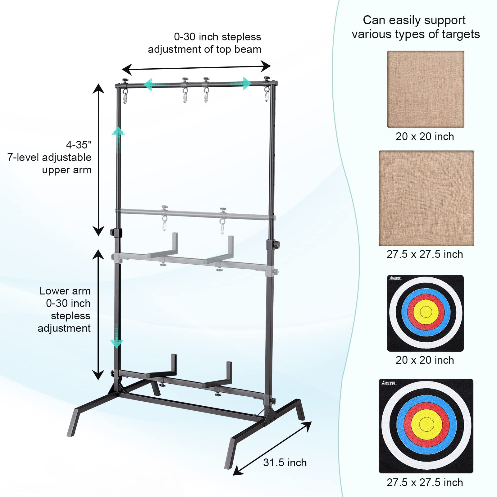 Aimdorarchery Archery Target Stand for Heavy Duty Archery Target Block Multi-Function Archery Target Stand Can Hold 150Lbs Target 31”x 62” Adjustable stable Outdoor Archery Target Stand