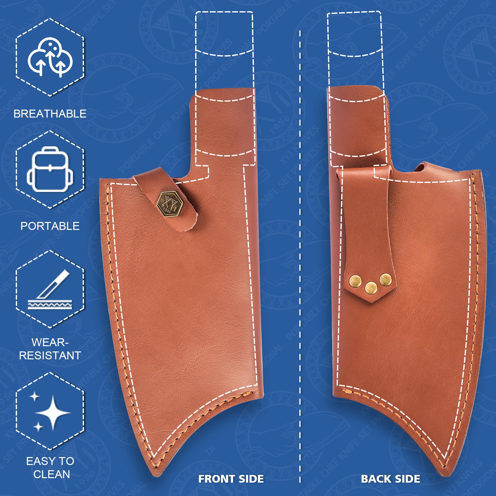 XYJ Leather Sheath Edge Guards Blade Protector With Loop Belt For Outdoor Camping