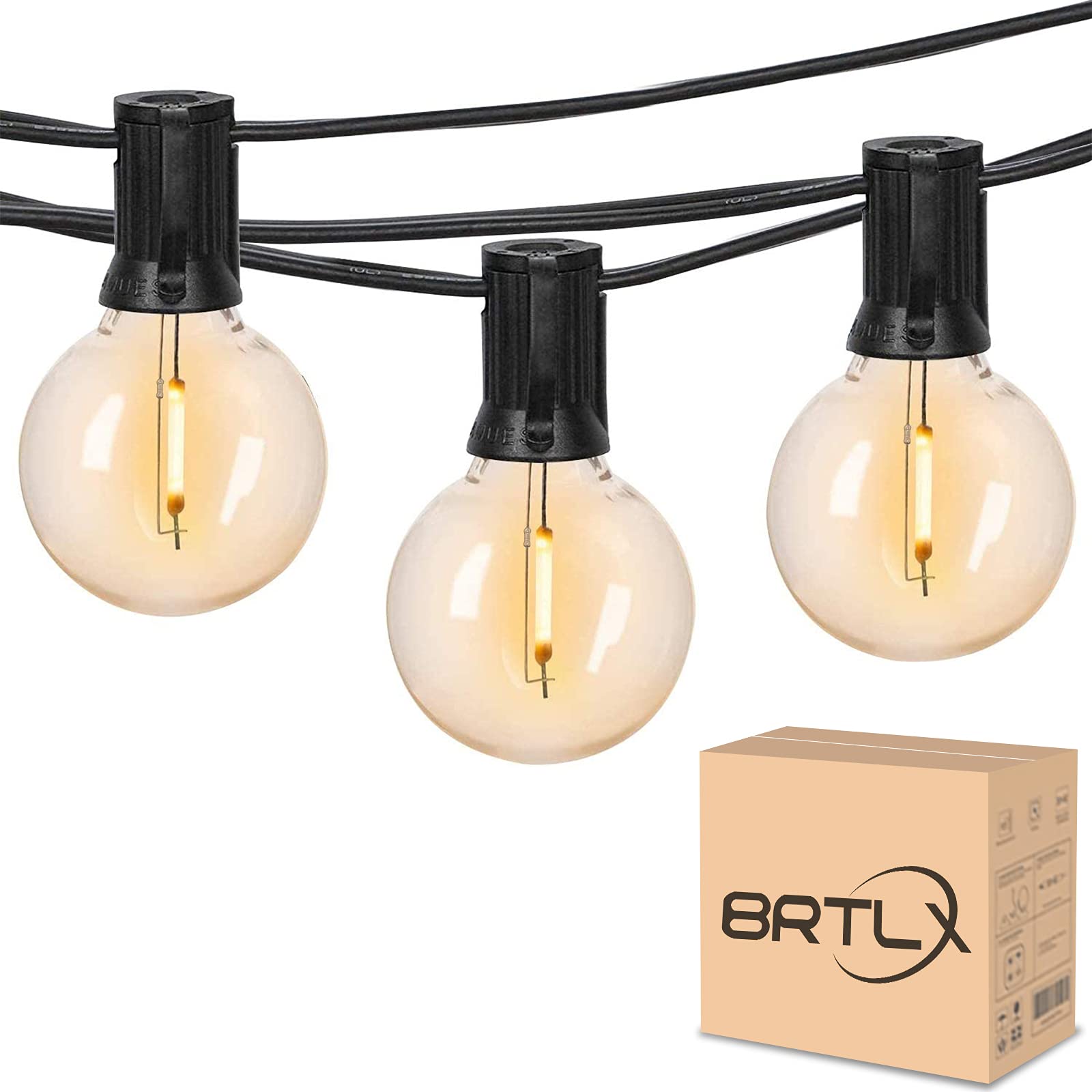 BRTLX Outdoor String Lights, 150FT LED G40 Patio Lights,Shatterproof String Hanging Lights with 75+2(Spare) Waterproof Backyard Bulbs Commercial for Balcony Party Wedding Market