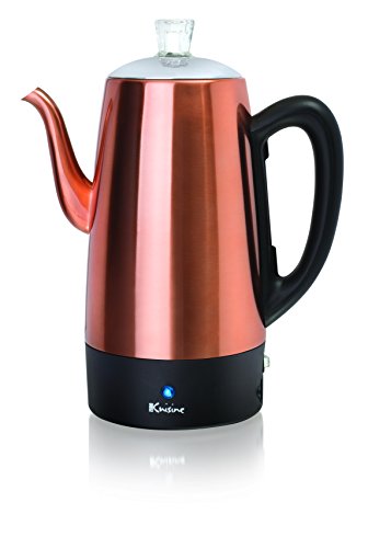 Euro Cuisine PER12 Electric Percolator 12 Cup Stainless Steel Coffee Pot Maker - Copper Finish