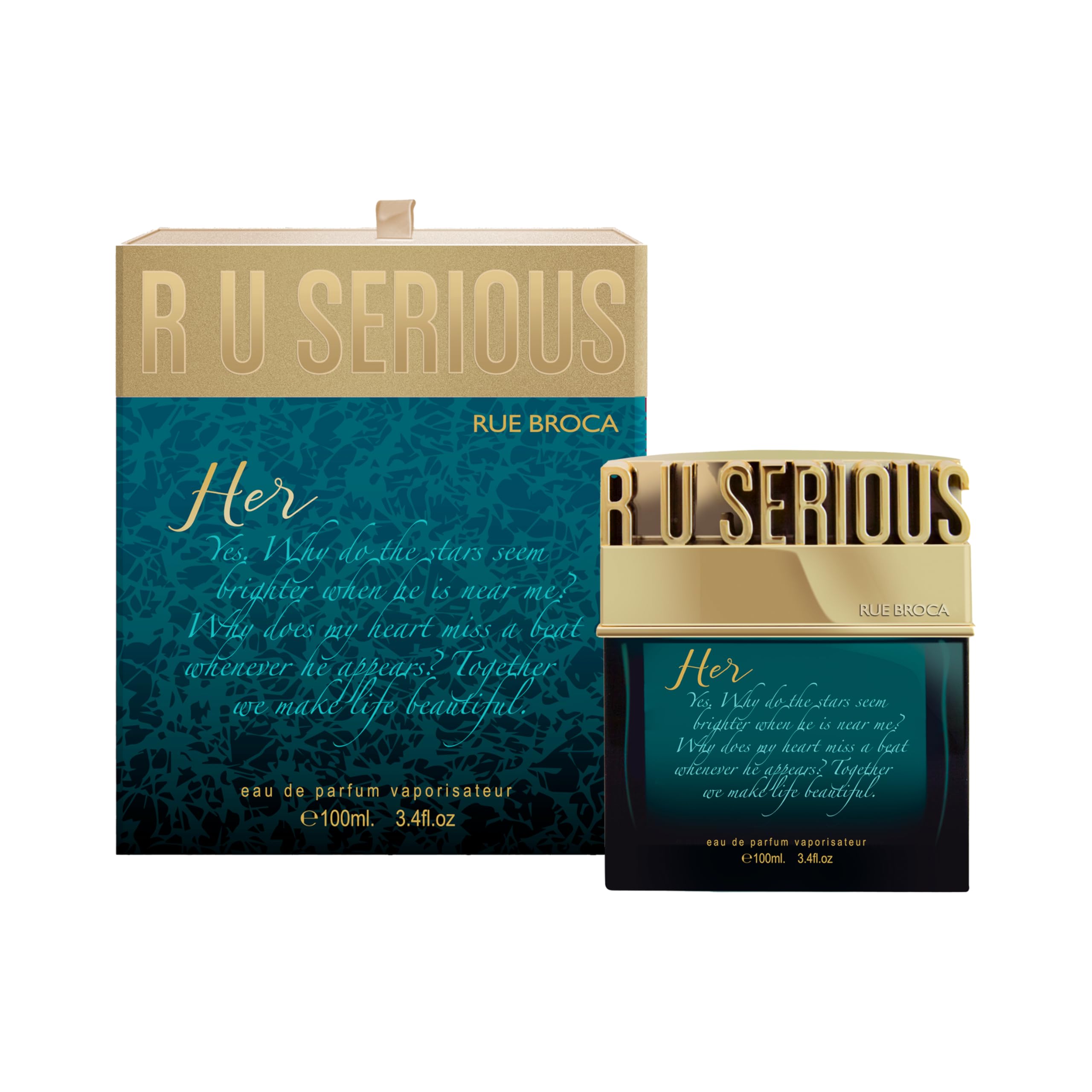 Rue Broca R U Serious Her Eau de Parfum Spray For Women, 3.4 Fl. Oz – Fruity Floral Fragrance with Warm Woody Notes