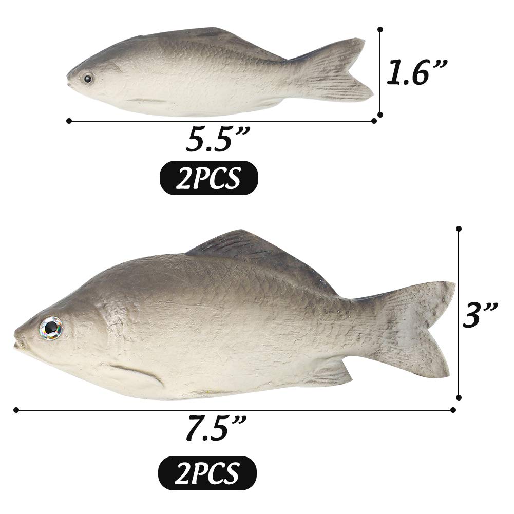 BigOtters 4PCS Fake Fish, Artificial Sea Fish Realistic Fish Playset Model Food Display Kids Favor Toy Kitchen Decor Photography Props