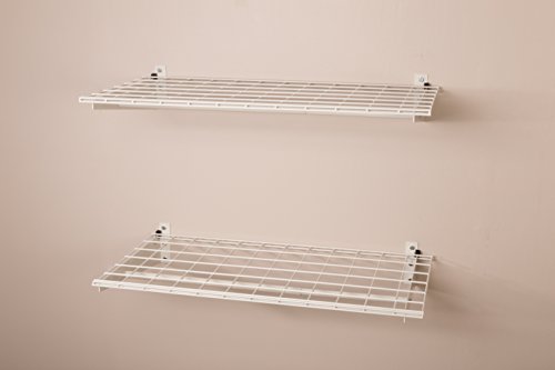 Hyloft 777 36-Inch X 18-Inch Adjustable Steel Wall Shelf, Storage Rack for Garage with Hanging Rod, White, 2-Pack