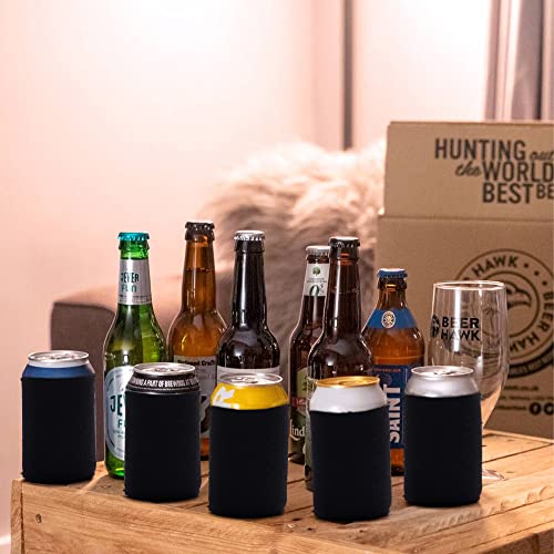 LUCKIPLUS Black Beer Can Coolers Neoprene Can Sleeves Collapsible Insulated Coolers Bulk 12 Packs, 25 Packs (50, Black)
