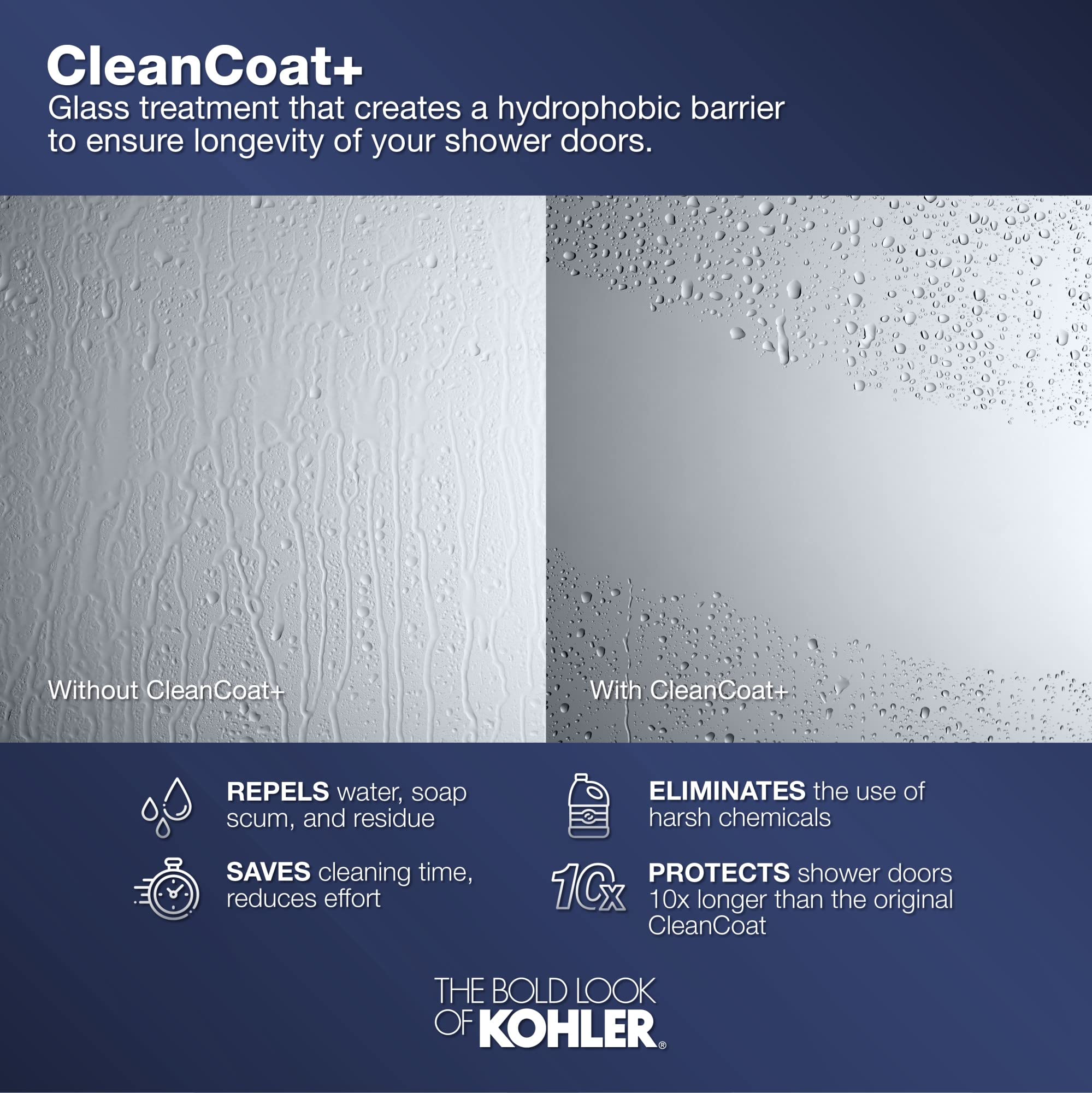 KOHLER 702419-L-BL LEVITY™ PLUS 5/16 BATH DOOR 62x59-5/8 with Vertical Ladder Handle in Matte Black