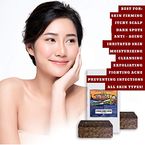 Organic, Anti-Bacterial, Anti-Fungal OSE-DUDU AFRICAN BLACK SOAP 2 LB (32 oz) BLOCK. Authentic, Handmade, Unscented Raw (GHANA)