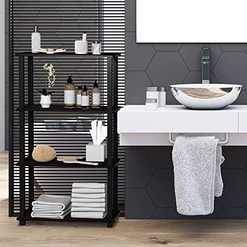 Furinno Turn-N-Tube 4-Tier Multipurpose Shelf Display Rack, Square Tube, Espresso/Black