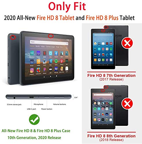 Fire HD 8 Tablet Case for Kids(12th/10th generation tablet, 2022/2020 release)-Riaour Kids Friendly Shockproof Cover with Handle Stand for All-New Amazon Kindle Fire HD 8 Plus & 8 Kids Pro Tablets - Pink