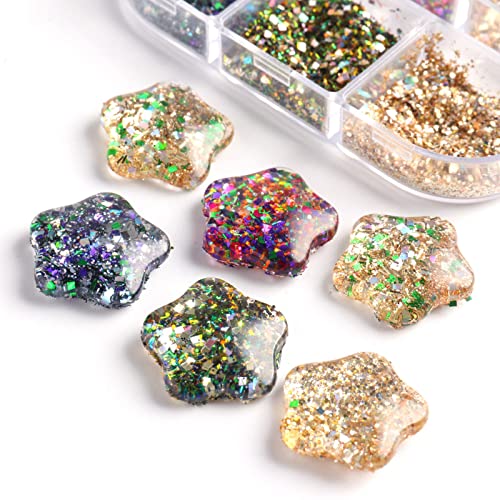 Cordless Nail Set for Nails 6 Grid/Set Nail Glitter Powder Glitter Nail Glitter Sugar Powder Irregular Particle Nail Styling Powder Set Nail Decoration Nail Trainer