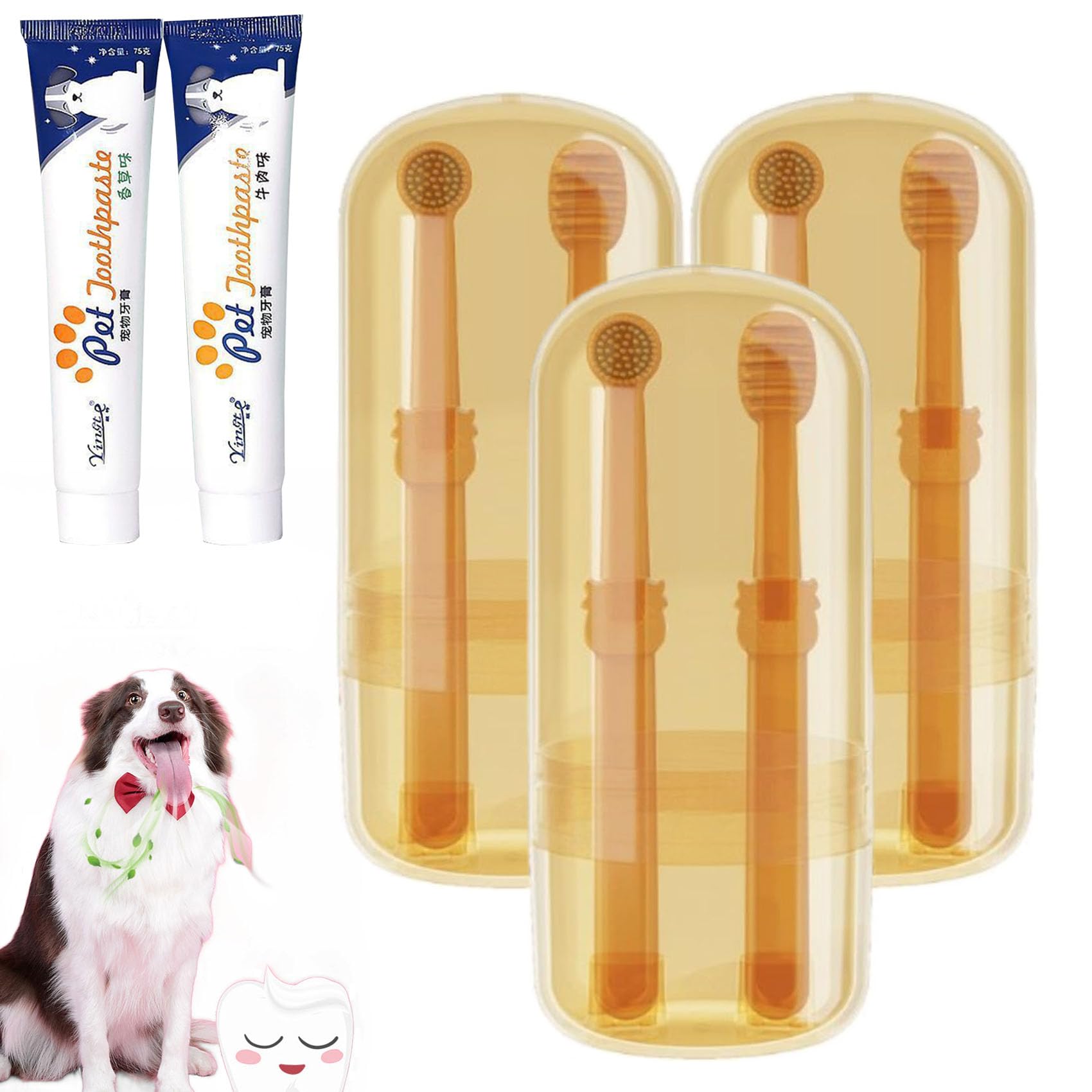 EZGHAR Zentric Dog Toothbrush, Flexibrush Pet Toothbrush with Tongue Scraper, Zentric Pet Toothbrush, Zentric Flexibrush Pet Toothbrush (3PCS-A)