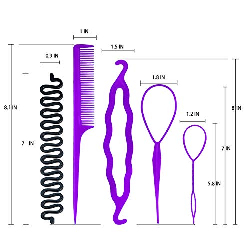 MeetFavorite Topsy Tail Hair Styling Tool ,Hair braiding tool,Hair Styling Accessory(19P) Blue