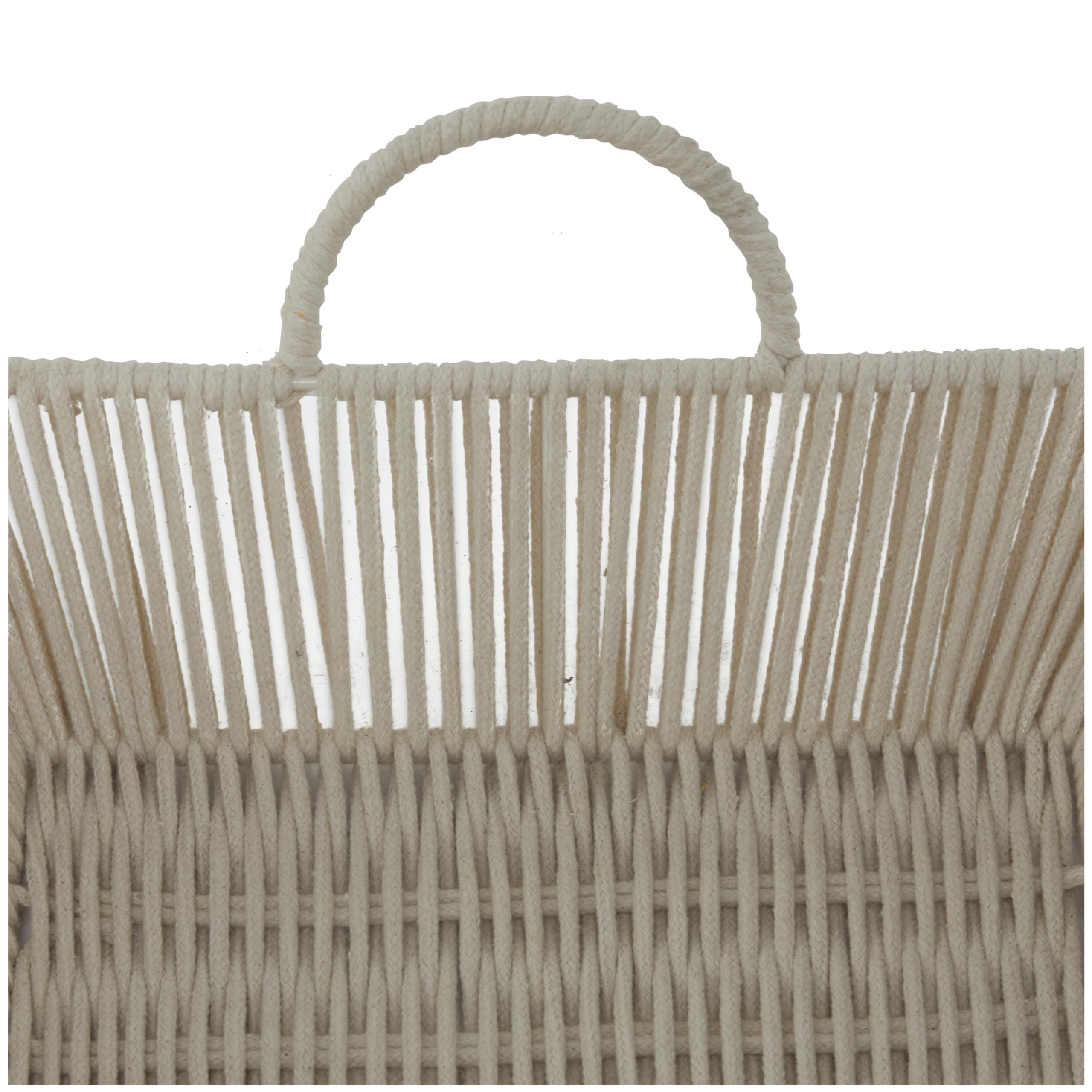 The Novogratz Cotton Handmade Woven Storage Basket with Handles, Set of 2 18"W, 17"W, Cream