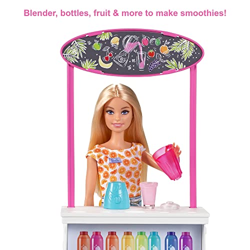 Barbie GRN75β Smoothie Bar Playset with Blonde Doll, Smoothie Bar & 10 Accessories, Multicolor, 30.5 cm*5.8 cm*12.7 cm