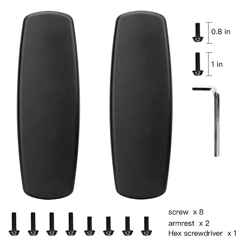 ALUCSET 10" Long x 3" Wide Office Chair Replacement Armrest Arm Pads Caps Univeral 4" 5.5" Mounting Hole Office Chair Parts 1 Pair (Black, Set of 2)