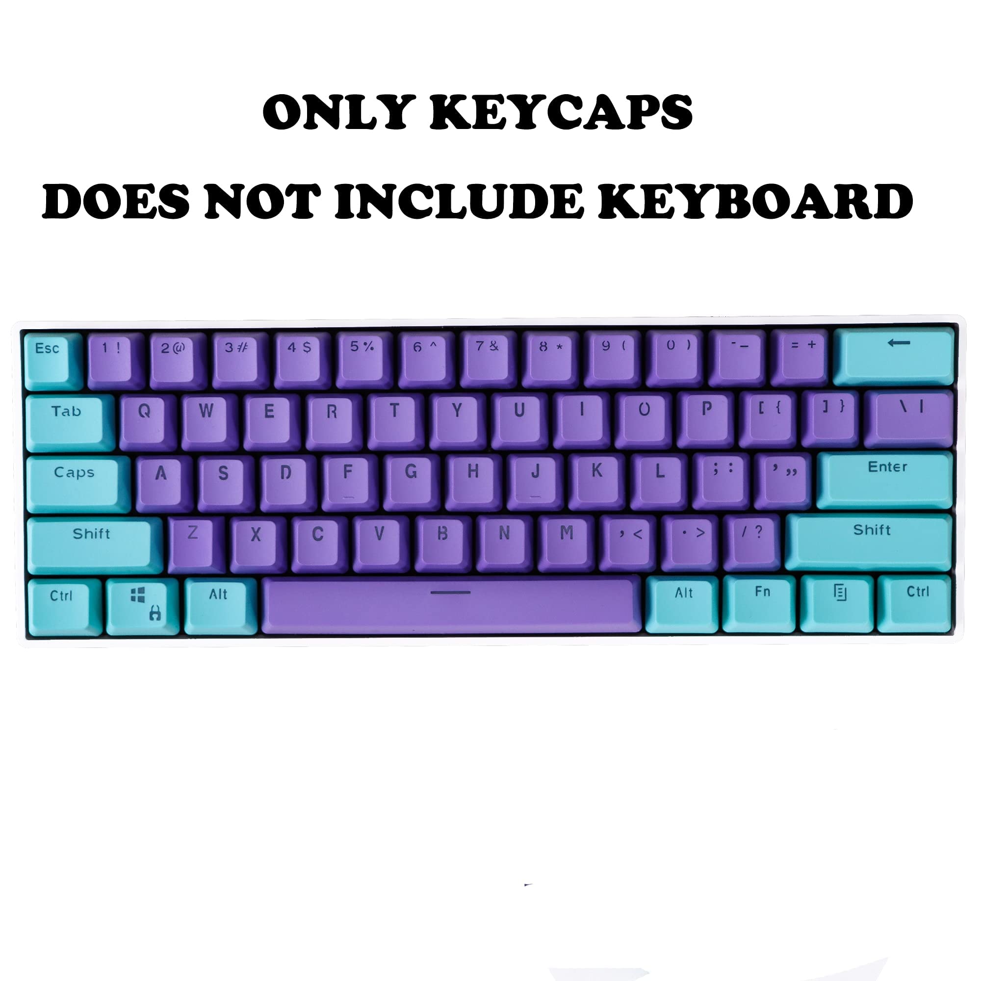 Taeeiancd PBT Keycaps for 60 Percent Mechanical Gaming Keyboard OEM Profile 61 Keycaps Set with Key Puller for Cherry MX Switches (Purple)