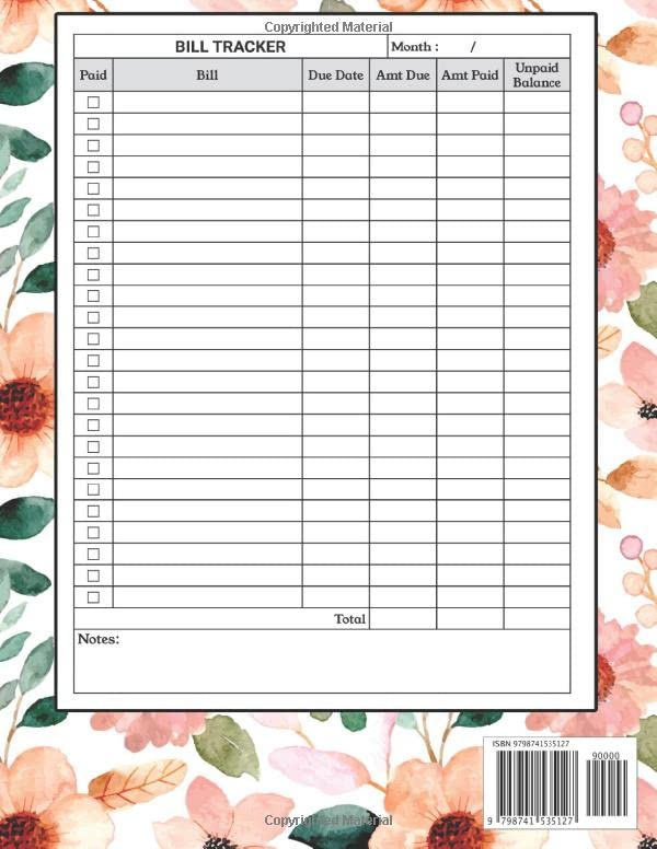 Bill Payments Tracker: Bill Payment Organizer Log Book Monthly Bill Planner Notebook | Expense and Bill Tracker