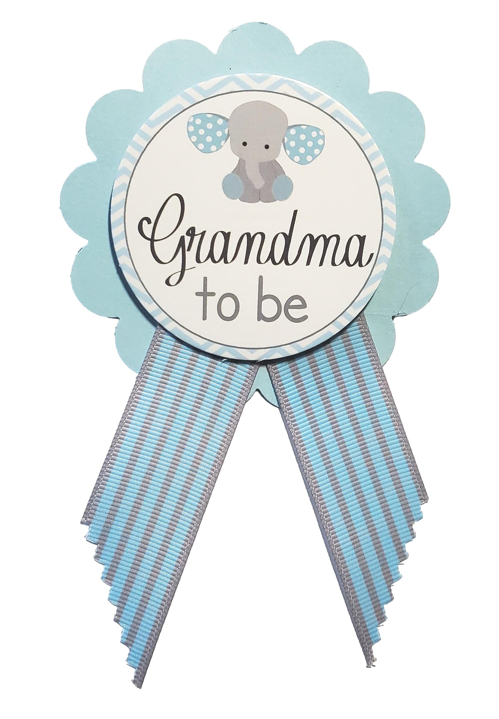 Elephant Grandma to be pin badge for Baby Shower It's a boy Blue & Gray Gender Reveal