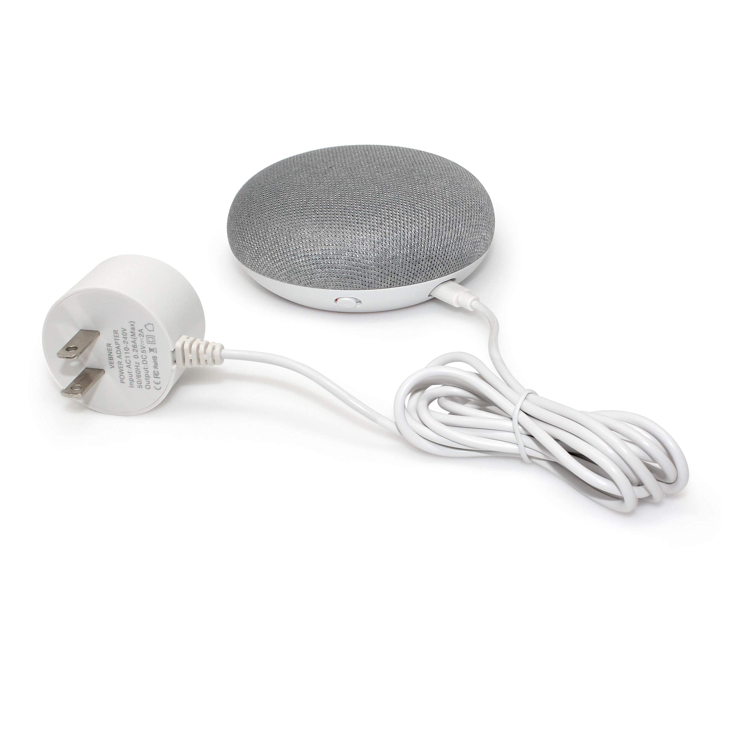 Vebner 6ft Power Adapter Compatible with Google Home Mini Power Cable - Micro B Power Adapter (Long)