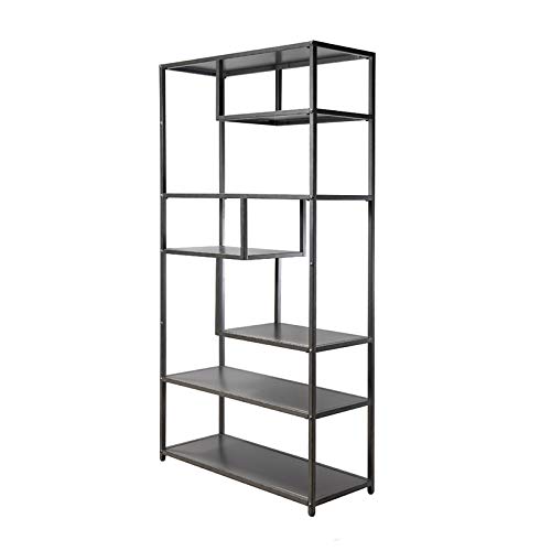Furniture of America Zin Industrial Metal 6-Shelf Bookcase in Powder Coated Gray