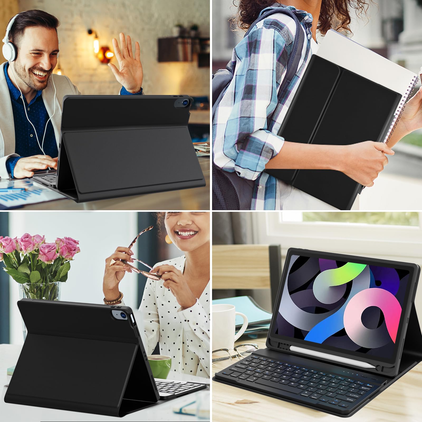 TaIYanG for iPad Air 11 inch M2 Case with Keyboard 10.9 inch for iPad Air 5 2022/iPad Air 4th Gen Keyboard Case with Pencil Holder, Wireless Keyboard for iPad Air 11 2024/iPad Air 5/4
