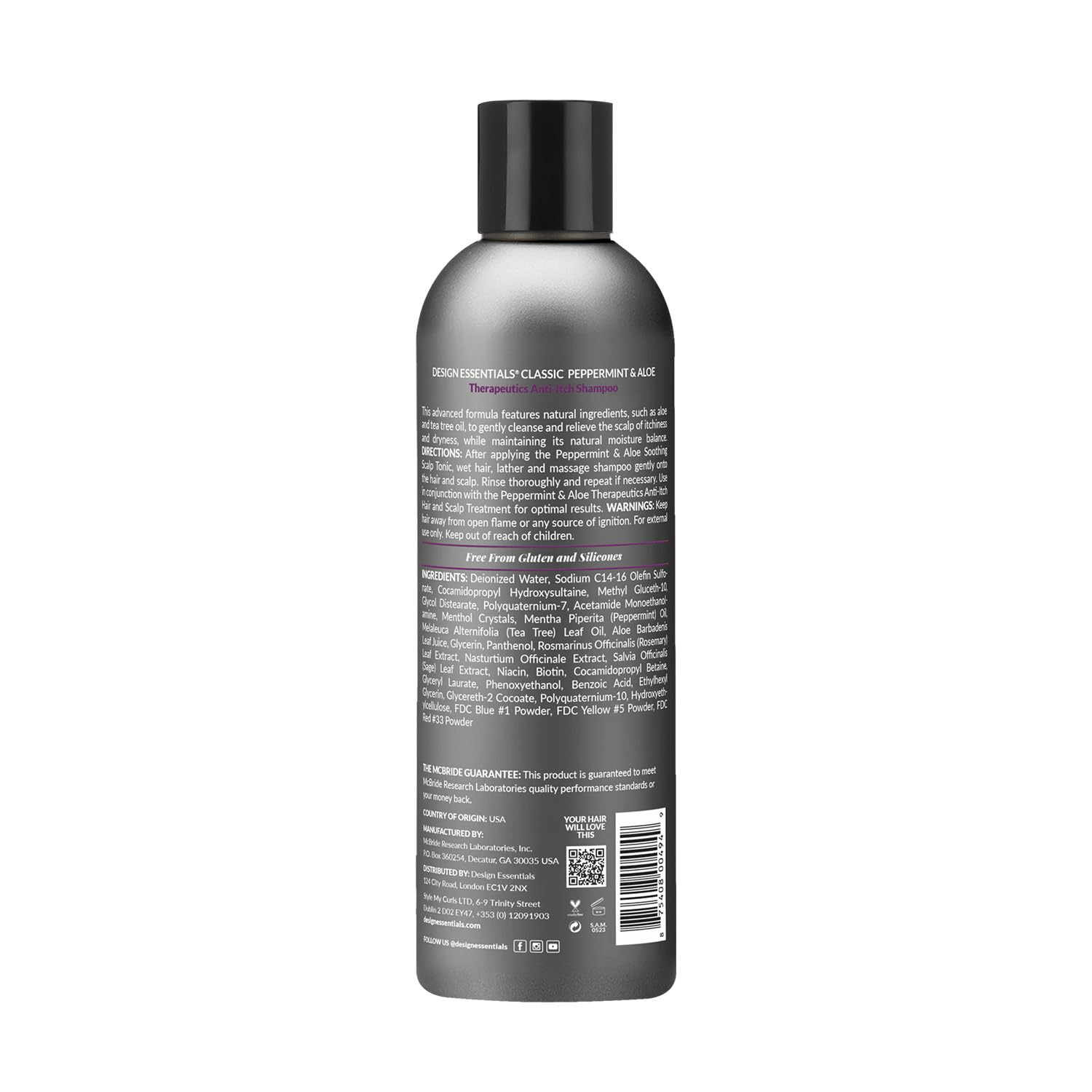 Design Essentials Peppermint & Aloe Therapeutics Anti-Itch Shampoo For Instant Scalp and Dandruff Relief - 8 Oz