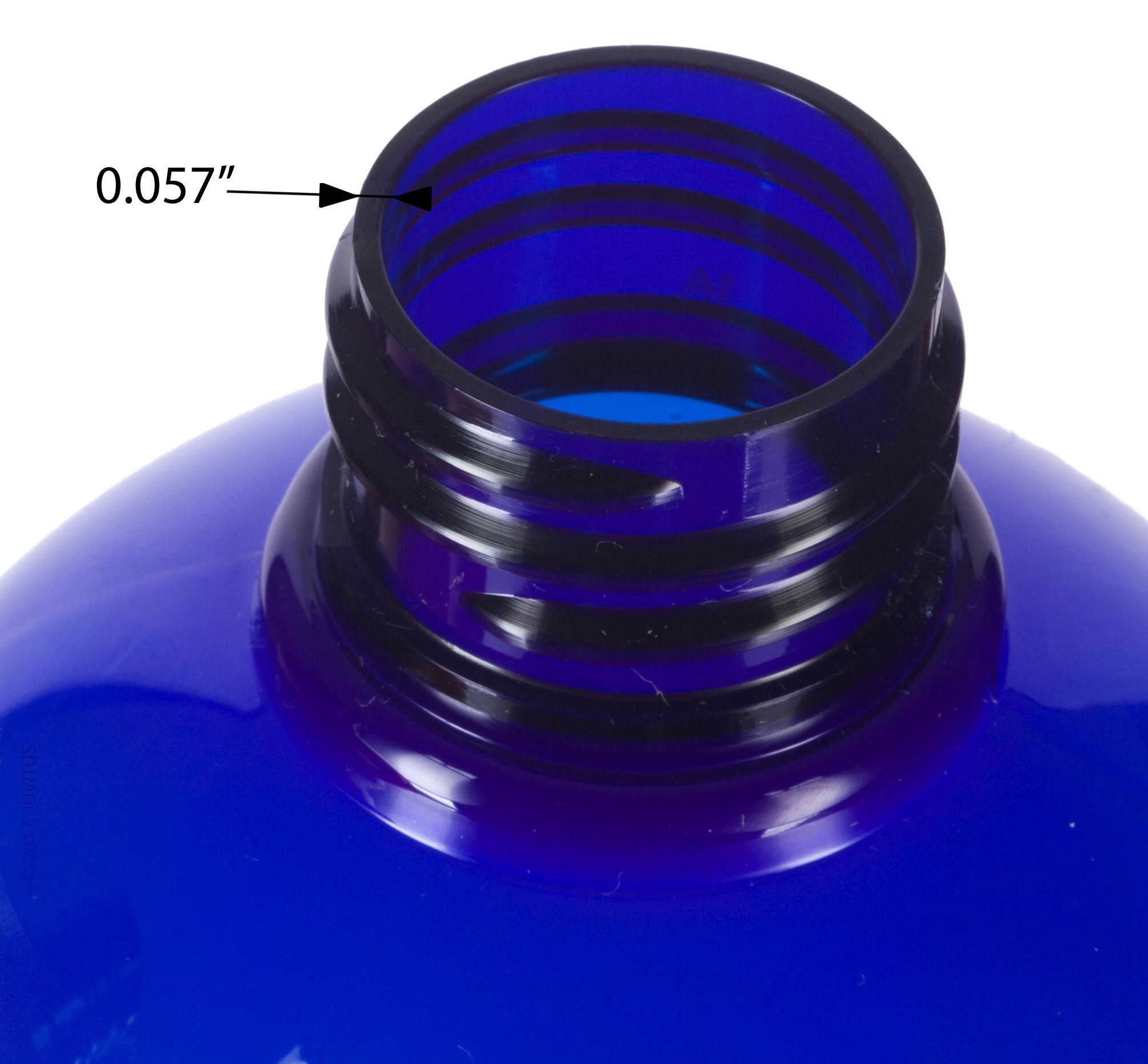 JUVITUS 32 oz Cobalt Blue Boston Round Plastic Bottles with White Heavy Duty Industrial Trigger Sprayer (4 Pack)
