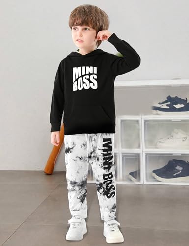 Von kilizo Toddler Boy Clothes 2T-3T Boys Fall/Winter Clothes Fashions Outfits MINI BOSS Hoodie Sweatshirt + Tie Dye Pant 2Pcs Set