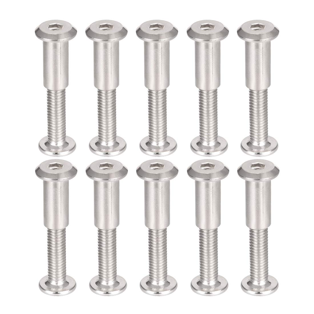 uxcell Screw Post Fit for 5/16"(8mm) Hole Dia, Male M6x30mm Belt Buckle Binding Bolts Leather Fastener Carbon Steel 10 Sets