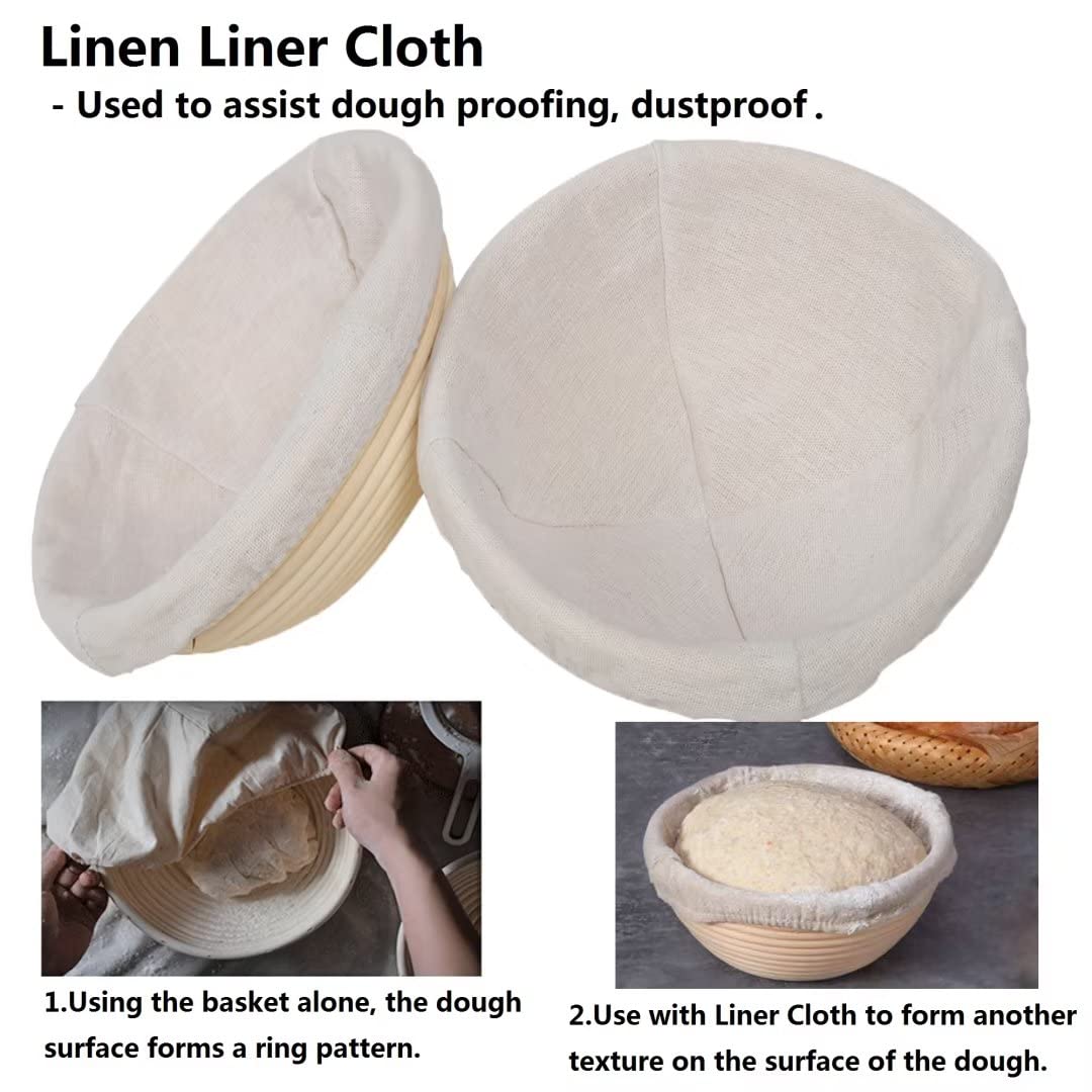 7 inches Round Banneton Basket for Bread Proofing, Dough Proofing Bowls with Removable Liner, Good for Home Sourdough Bakers Baking, 2 Pack