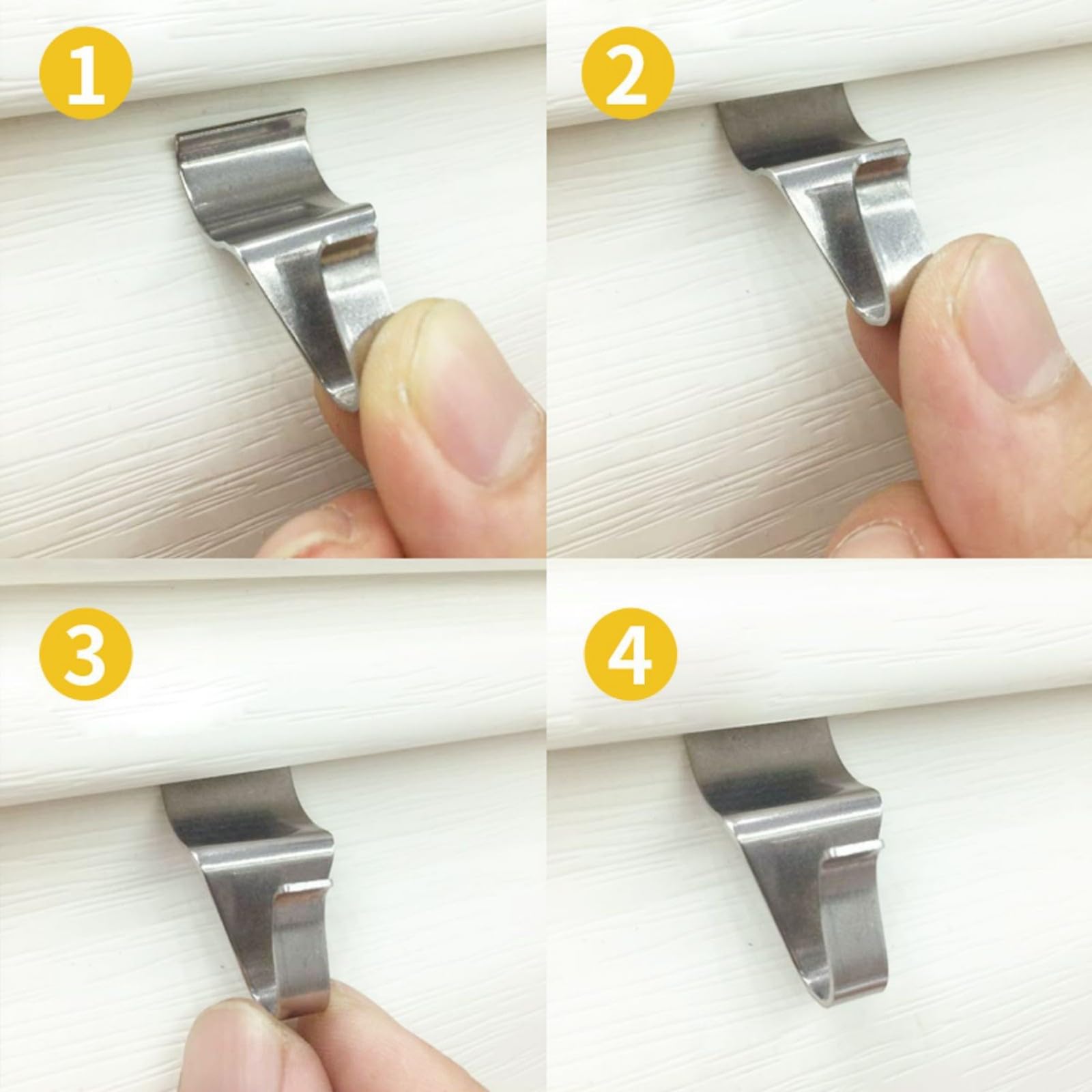 BeeSpring 4PCS Vinyl Siding Hooks Hangers,No-Hole Needed Hangers Stainless Steel Vinyl Siding Clips for Hanging Industrial Hooks Siding Clips Outdoor Decorations