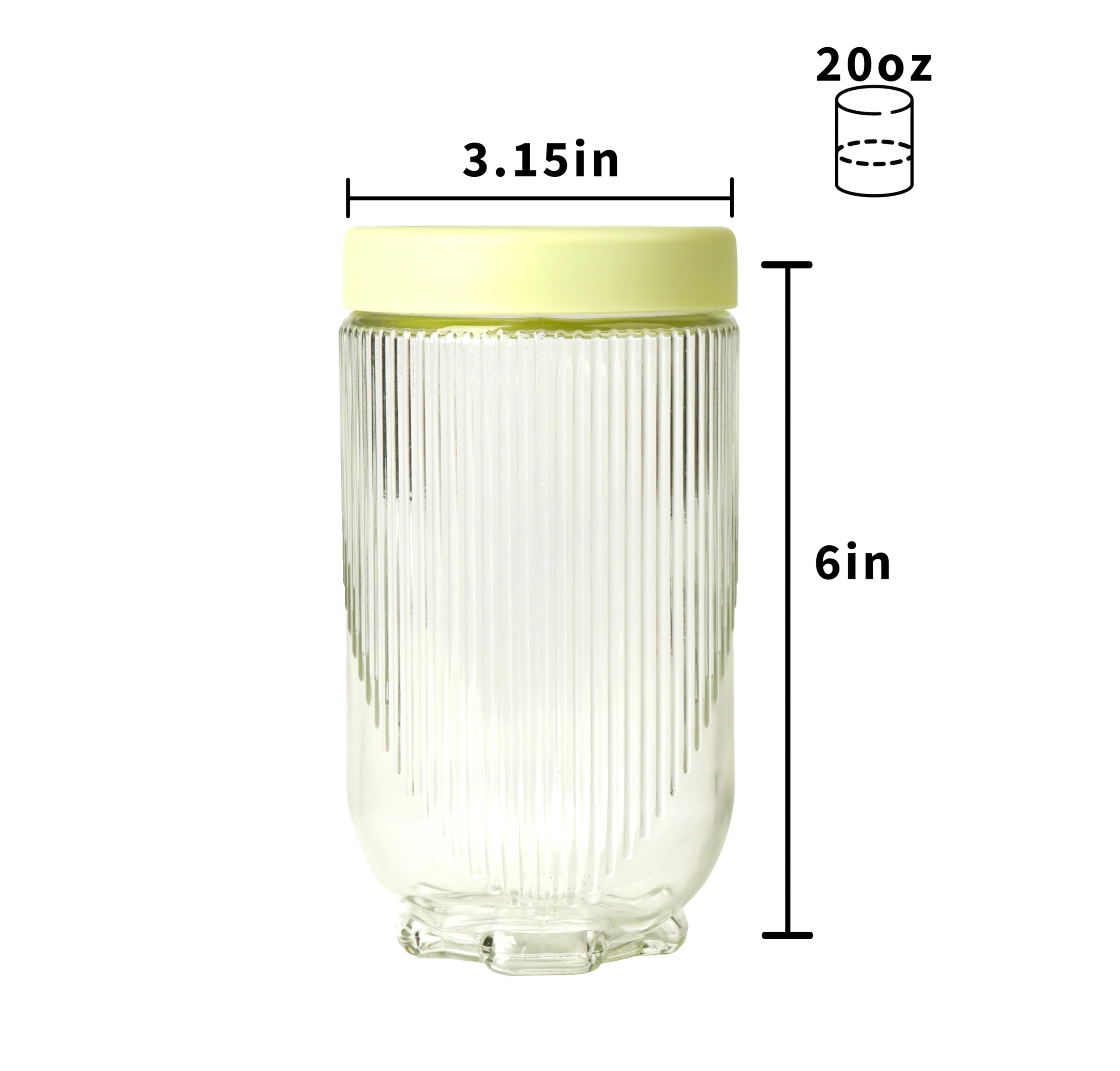 6 Pack Stackable Glass Airtight Food Storage Jars, Overnight Oats Containers with Snap Function Screw Lid, Glass Food Storage Containers for Fruit Cereal Coffee Bean Spice Sugar Yogurt (GREEN 6P)