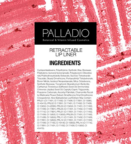 Palladio, Retractable Waterproof Lip Liner High Pigmented and Creamy Color Slim Twist Up Smudge Proof Formula with Long Lasting All Day Wear No Sharpener Required, Raspberry, 1 Count