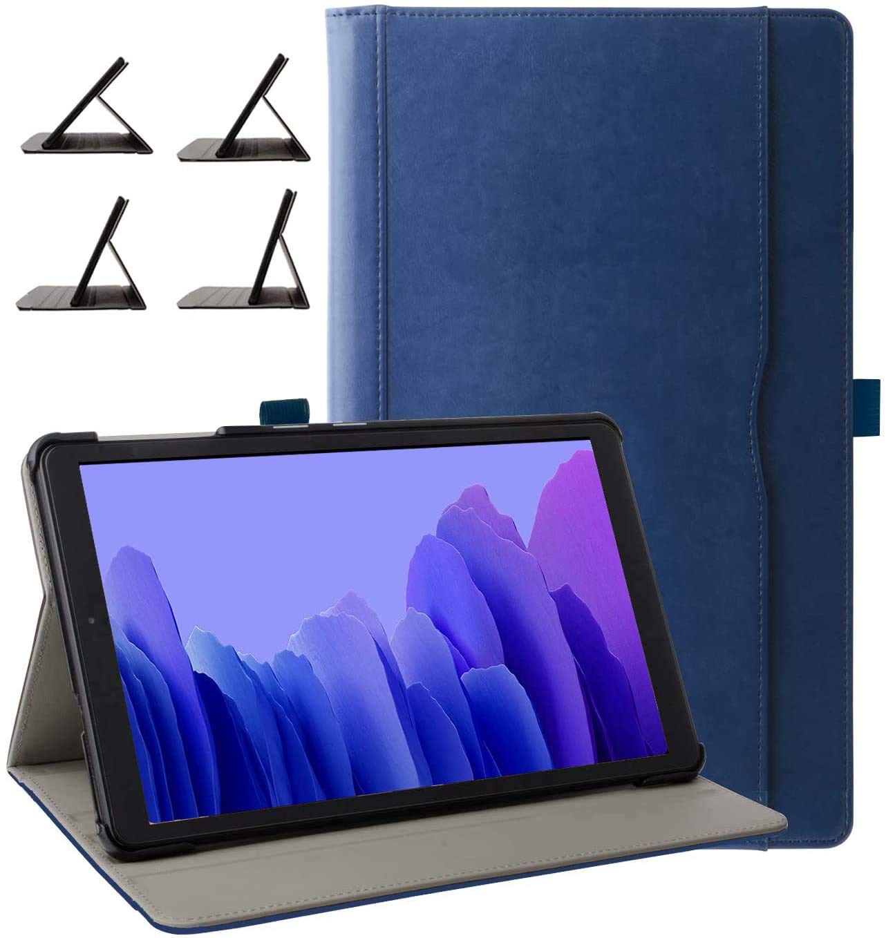 ZoneFoker for Samsung Galaxy Tab A7 10.4 2020 Case, Business Leather Cover, Multi-Angle Viewing Folio Stand Case with Pen Holder Pocket for Galaxy Tab A 7 10.4 SM-T500/T505/T507-(Blue)