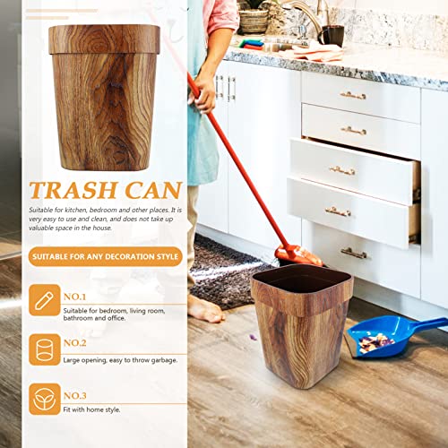 Cabilock Desktop Trash Bin Vintage Trash Can Imitation Wooden Garbage Can Waste Bin Wastebasket Garbage Container Rubbish Bin for Home Office Bathrooms Powder Rooms 13 Gallon Trash can Rubbish