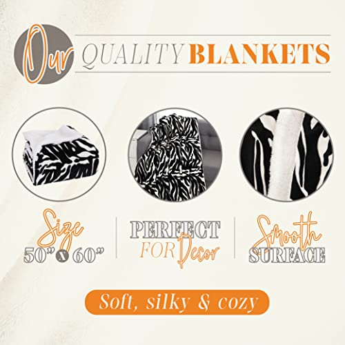 Elegant Comfort Luxury Micro-Sherpa 50" X 60" Ultra Plush Zebra Design Throw/Blanket, (50 x 60)