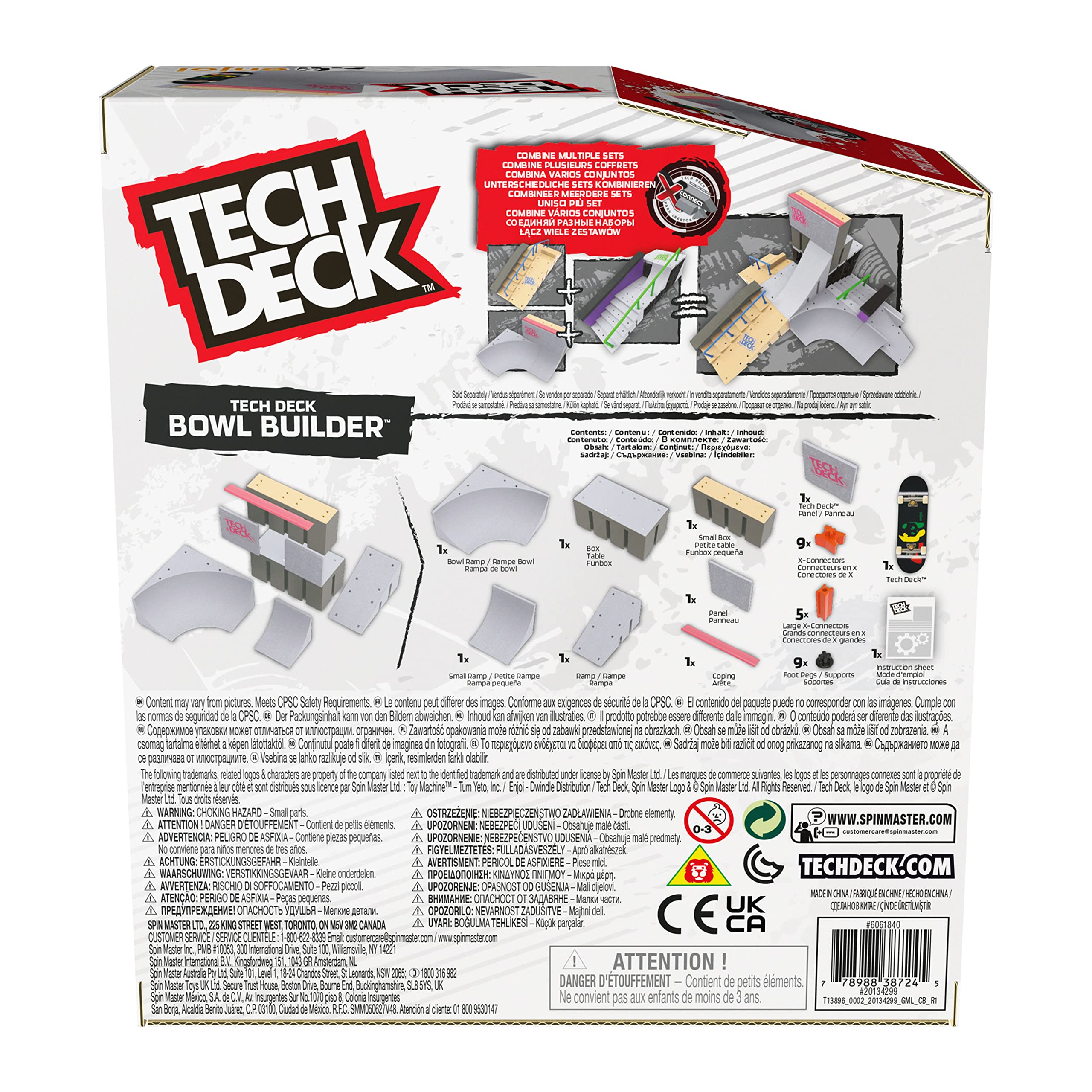Tech Deck, Bowl Builder X-Connect Park Creator, Customizable and Buildable Ramp Set with Exclusive Fingerboard, Kids Toy for Ages 6 and up