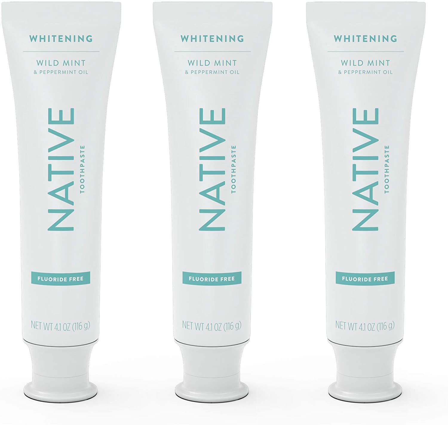 Native Toothpaste Made from Naturally-Derived Cleaners and Simple Ingredients That Safely Whitens Teeth, 4.1 oz, Wild Mint Fluoride Free - 3 Count