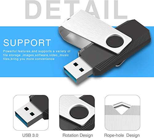 Flash Drives 10 Pack 16GB USB Drive Bulk USB 3.0 Thumb Drives 16GB Memory Stick with LED Indicator Keychain Hole (Black 10-Pack)