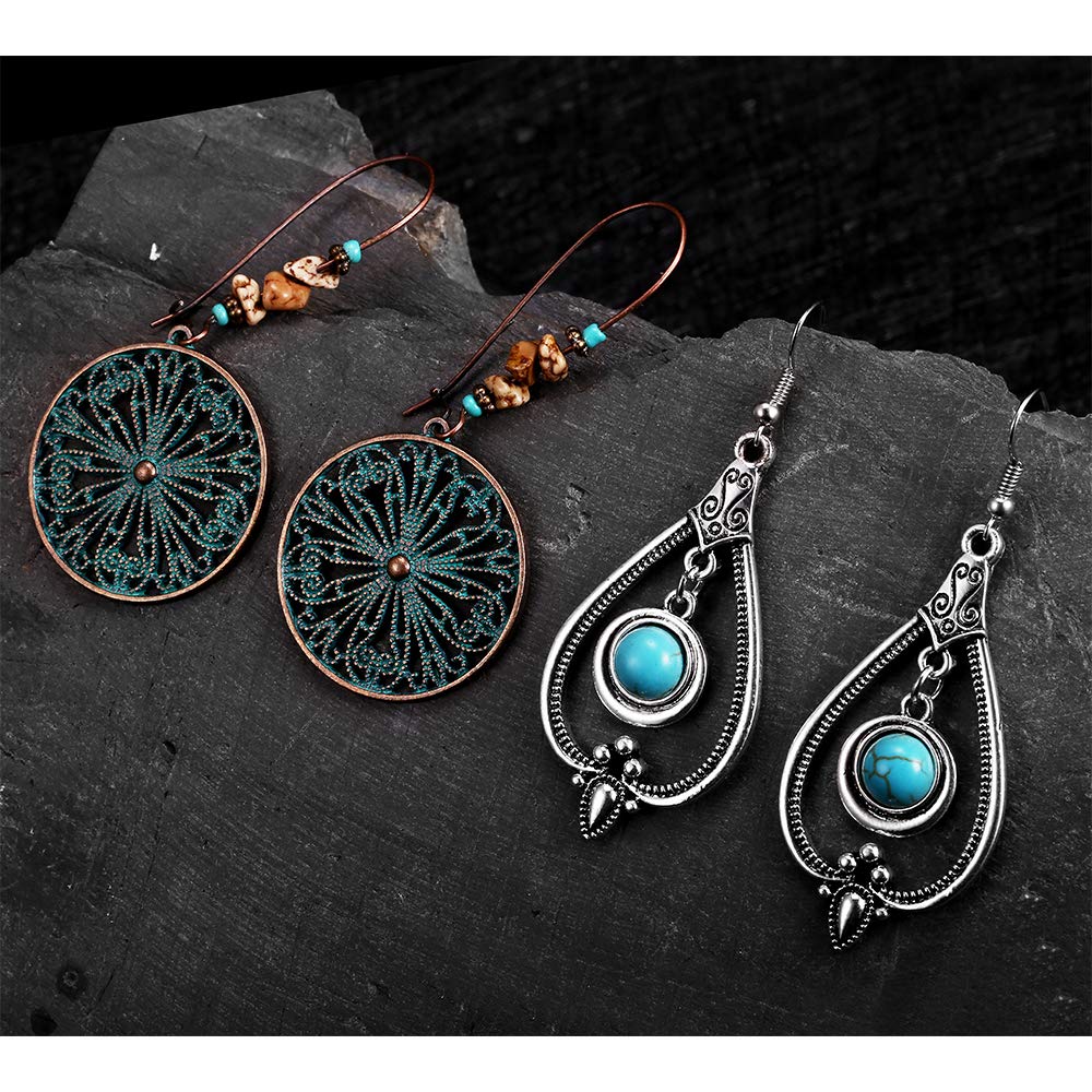 8 Pairs Vintage Drop Dangle Earrings for Women Long Boho Jewelry Set Fashion Earrings