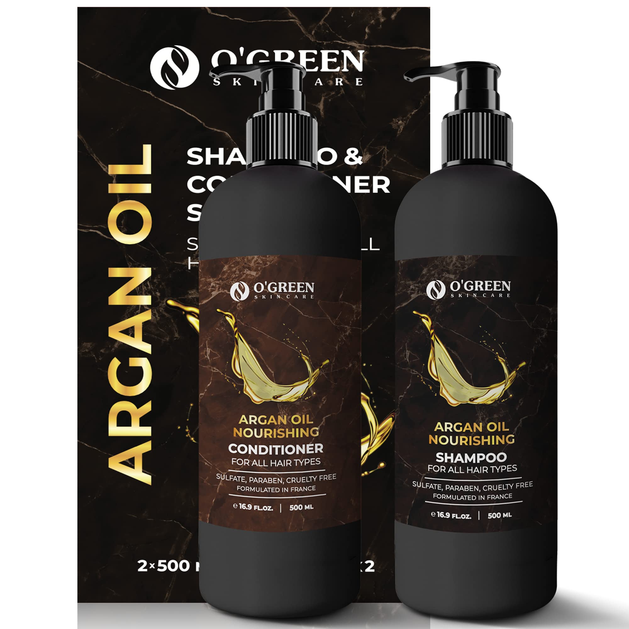Moroccan Argan Oil Shampoo and Conditioner SLS Sulfate Paraben Salt Free - Thickening for Fine/Thin Hair - Safe for Color and Keratin Treated Hair Best Gift Set for Damaged, Dry, Curly or Frizzy Hair