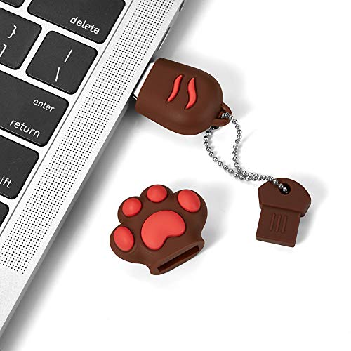 USB Flash Drives, 8GB / 16GB / 32GB / 64GB Waterproof USB 2.0 USB Memory Stick Data Storage Pendrive Thumb Drives (64GB, Brown Paw)