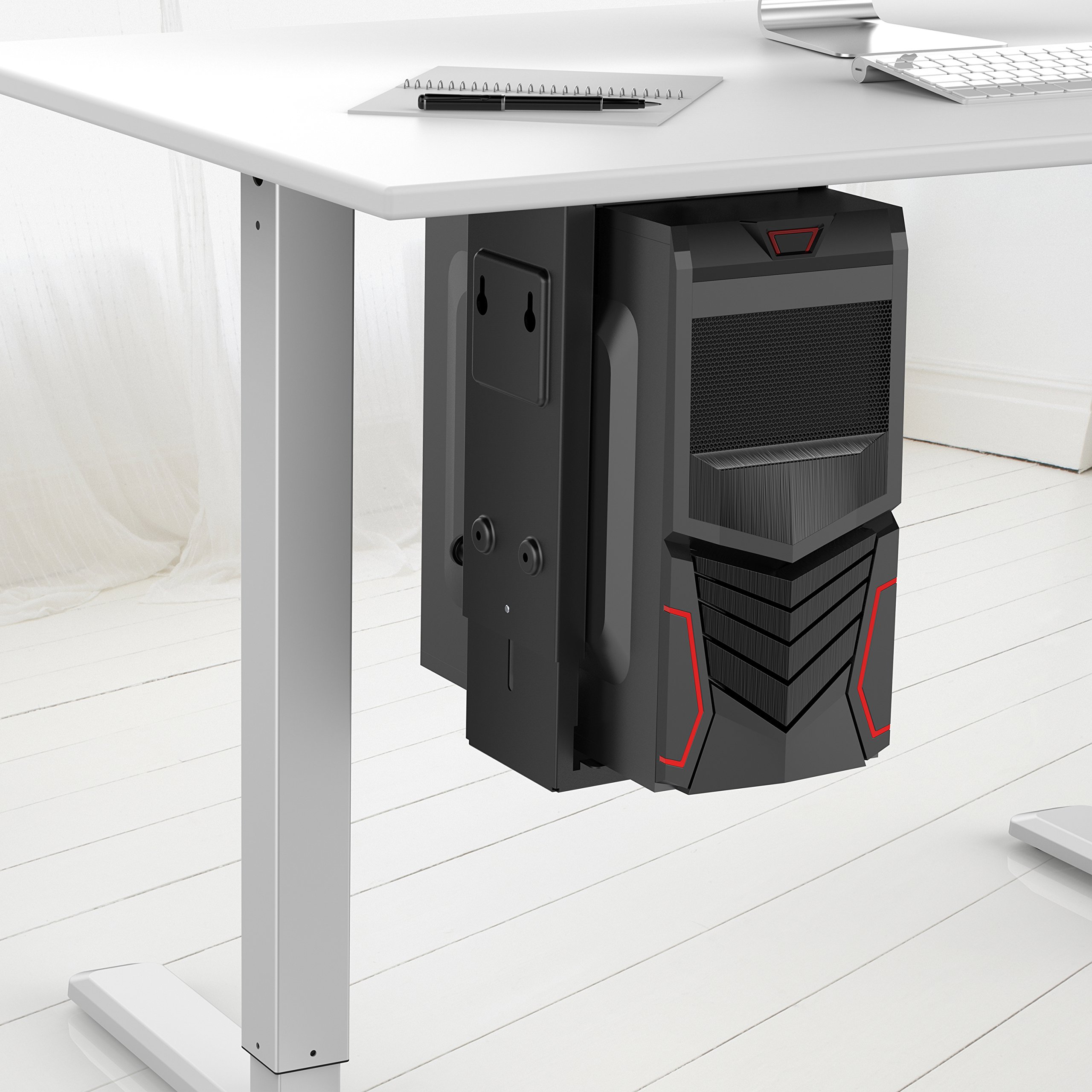 HumanCentric Adjustable Under Desk PC Mount and CPU Holder Wall Mount, PC Mount Under Desk Computer Mount That Fits Most PC or Computer Cases, PC Holder Under Desk Tower Mount, PC Under Desk Mount