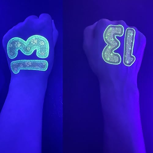 48 Pcs 13 Temporary Tattoo, 13 Tattoo, Glow in Dark 13 Hand tattoo, Merch Accessories