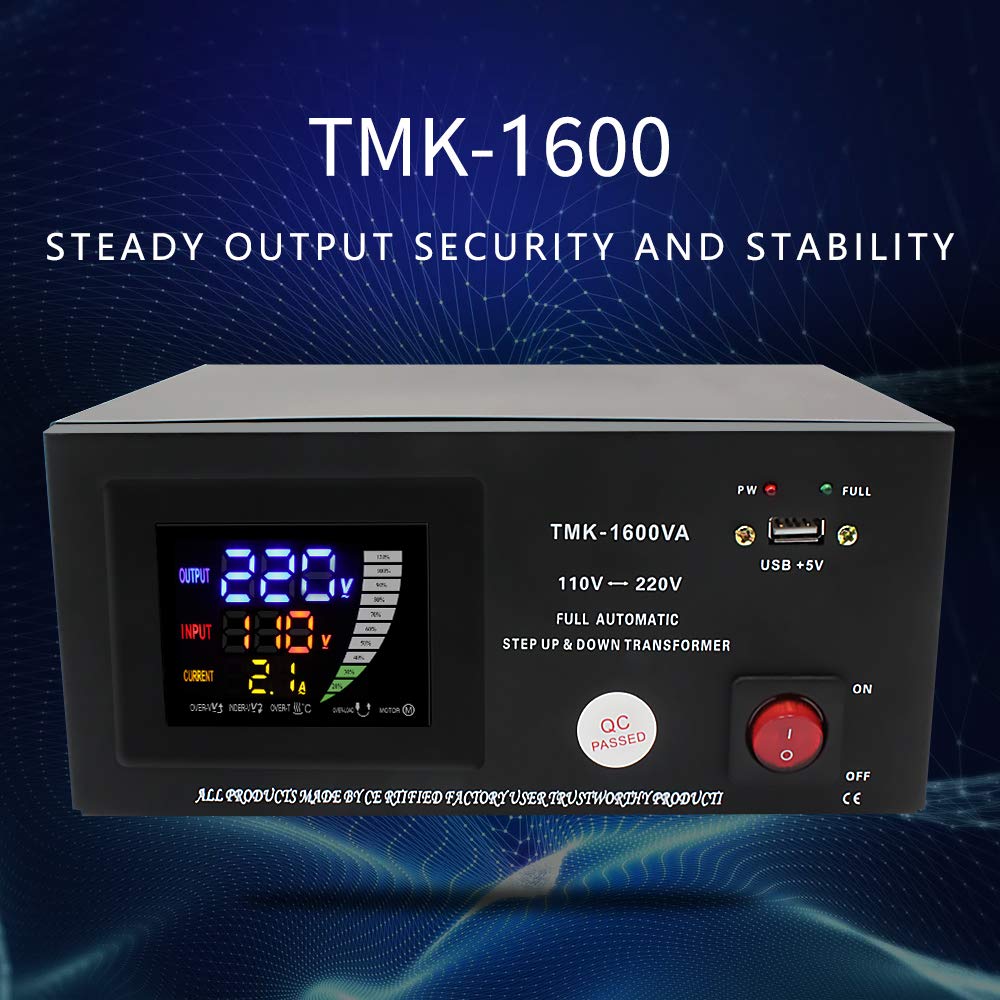Yinleader Voltage Converter Transformer(220V to 110V, 110V to 220V) Step Up/Down Transformer Converter 110/120 Volt - 220/240 Volt - Circuit Breaker Protection (TMK-1600)