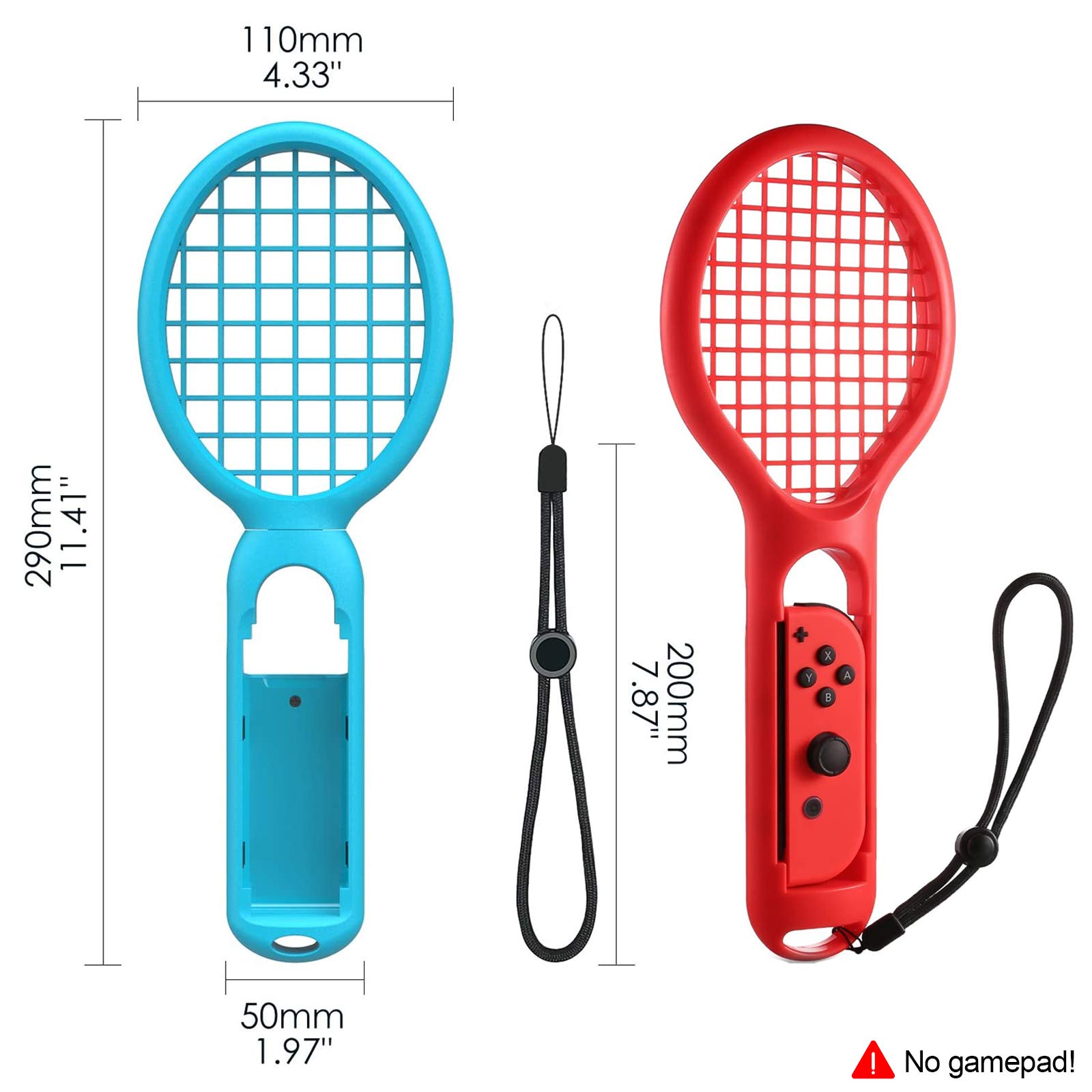 INFURIDER Tennis Racket Controller Holder for Nintendo Switch Game (2 pack,Red & Blue),Hand Grip Compatible for Sport Game, Game Controller Joy-Con Accessories for Nintendo Switch Mario Tennis Ace