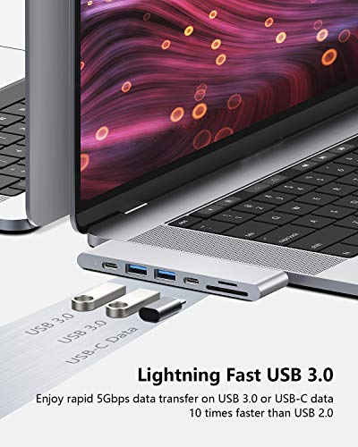 Purgo USB C Hub for MacBook Pro 13 M2 Air 2022/2021-2018, MacBook Adapter with 4K HDMI, 100W PD, 40Gbps TB3 5K@60Hz, USB-C, 2 USB 3.0 and SD/Micro Card Readers